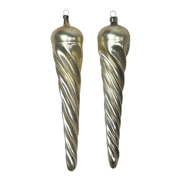 Holiday | Vintage 7 German Blown Mercury Glass Icicle Spiral Christmas ...